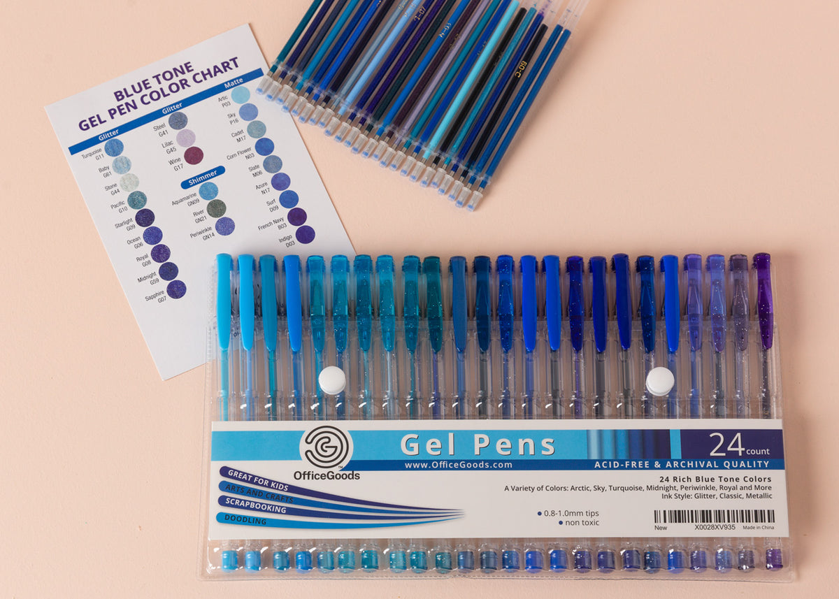 24 Piece Blues Gel Pen Set — OfficeGoods