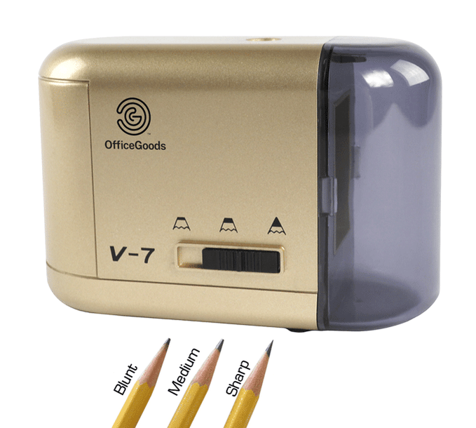 Electric & Battery Operated Gold Pencil Sharpener — OfficeGoods